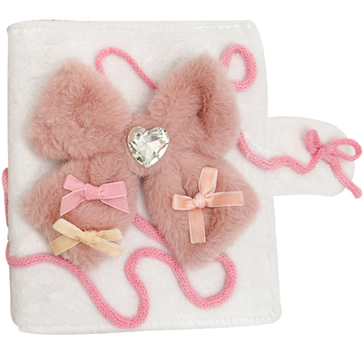 原创设计芭蕾舞风蝴蝶结少女心A5纯色毛绒外壳活页夹日记本笔记本