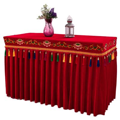 莲花刺绣桌围新款寺庙佛台布中式