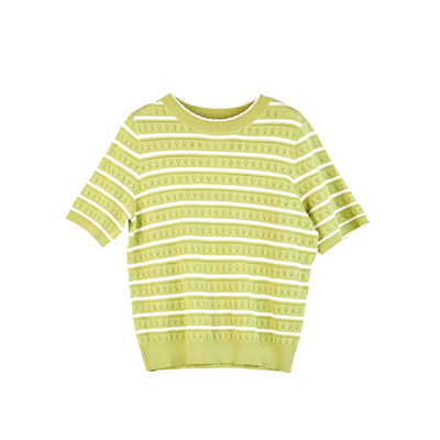 贴心女士时尚经典条纹针织衫