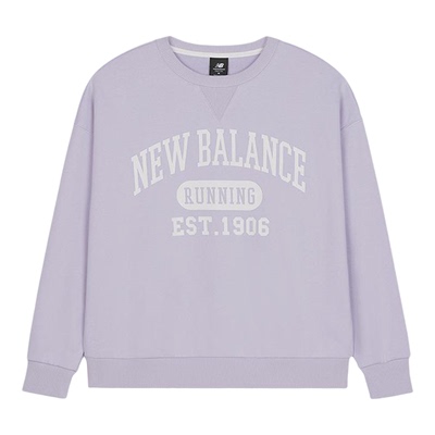New Balance/NB正品新款女士圆领字母印花卫衣套头衫AWT31356-GRV