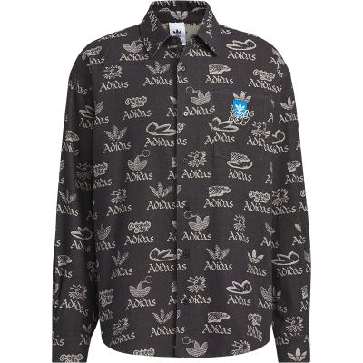 Adidas/阿迪达斯正品三叶草男士经典透气运动休闲印花衬衫JN1663