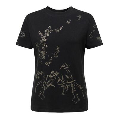 雅莹细绒棉白色雅韵印花短袖t恤