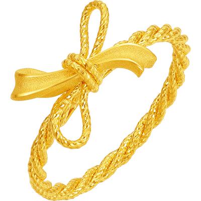 周六福黄金计价5G足金女戒蝴蝶结之梦戒指少女心事妇女节礼物