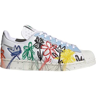 Adidas/阿迪达斯正品三叶草新款男子花朵刺绣贝壳头休闲鞋FZ4724