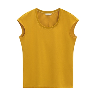 EXCEPTION例外女装中式圆领设计T恤凉感圆领包袖针织背心