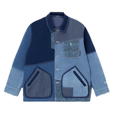 李宁正品秋冬新款男子滑板系列运动宽松休闲牛仔棉夹克AWBR009