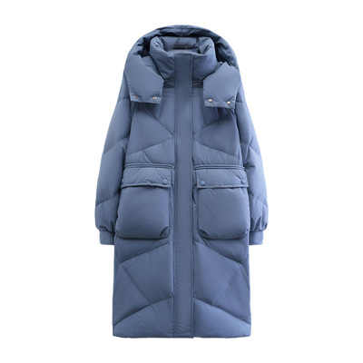 雅鹿冬季中长连帽保暖女款羽绒服