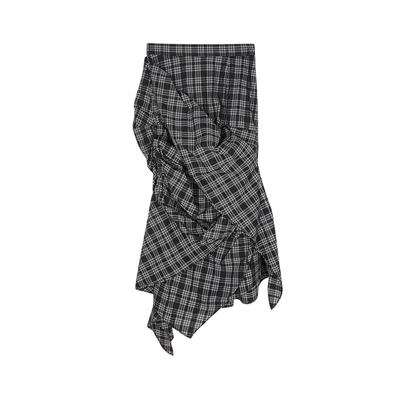 SLY 2025夏季新品复古港风褶皱扭结不规则半身裙女030ISZ31-3651