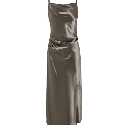 2026春夏缎垂褶吊带连衣裙