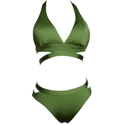VALTOS泳衣女分体纯欲深V性感三点挂脖比基尼小胸聚拢度假泡温泉