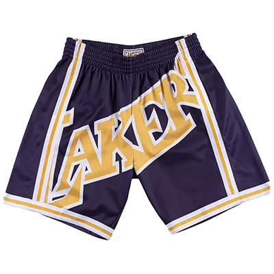 Mitchell&Ness湖人队BigFace网眼篮球裤休闲运动短裤球裤男