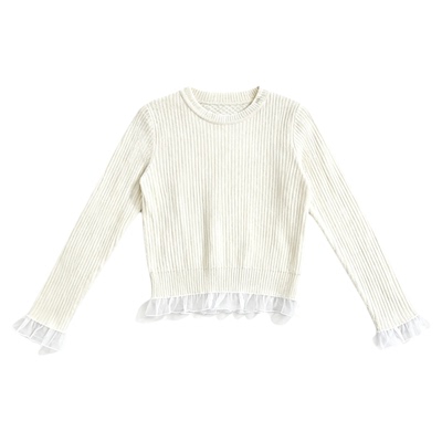 秒发！气质温柔蕾丝边羊毛针织衫韩国25冬休闲甜美内搭打底上衣女