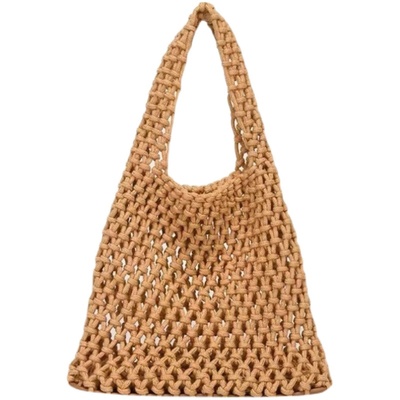 手工编织手腕镂空包五彩手提包