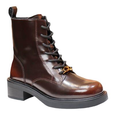 接吻猫秋冬圆头厚底牛皮马丁靴