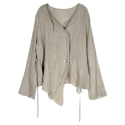 斜下摆苎麻清冷防晒开衫复古衬衫