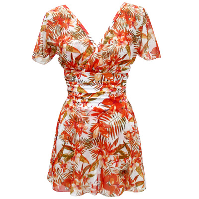 钢托聚拢女士泳衣连体裙式泳装