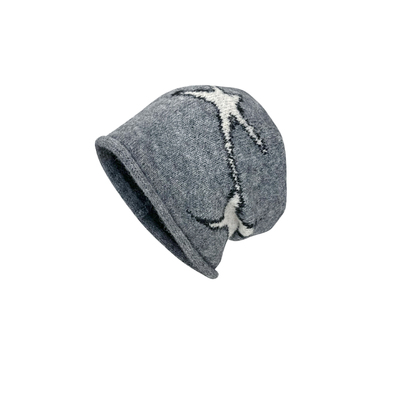 2025新款复古卷边星星针织堆堆帽