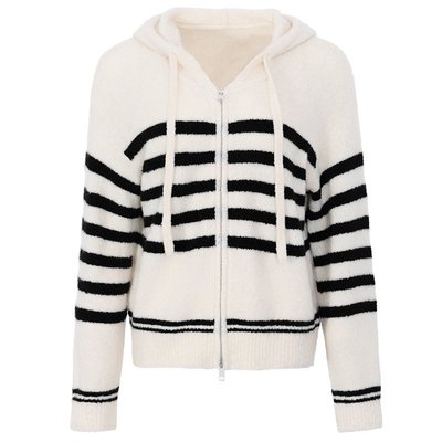 BLANCORE牦牛绒羊毛条纹毛衣外套