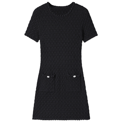 MissSixty黑色小香风钩花连衣裙