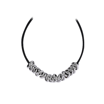 高级感ins冷淡风黑色碎银圈项链