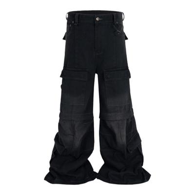 美式复古Cargo做旧微喇工装裤