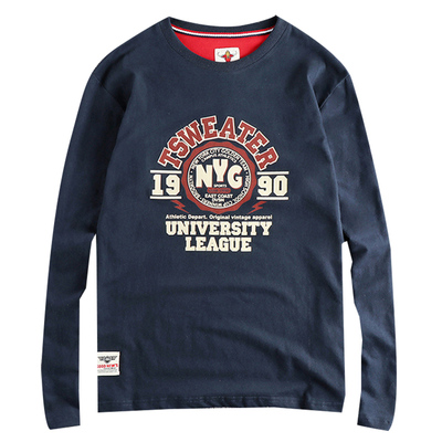 复古潮流字母图案长袖T恤