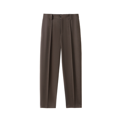 THESSNCE 微肌理醋酸羊毛混纺纤维素 橡筋腰锥形中缝休闲西裤男