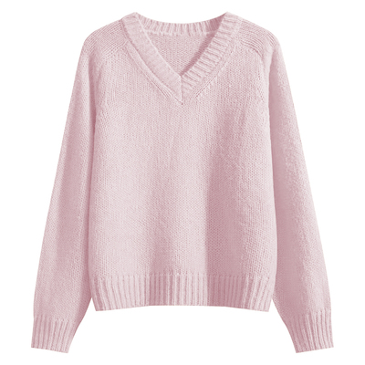 韩系气质加厚V领针织衫