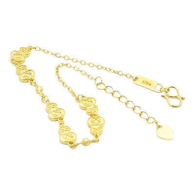 18k金铜币葫芦手链手饰女款福禄