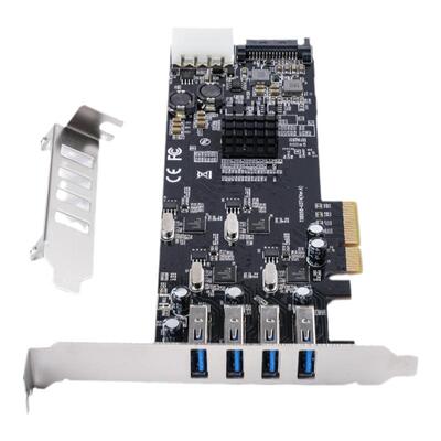 Orico奥睿科台式机电脑PCI-E插槽4通道USB3.0接口扩展转接卡独立5G共20G工业相机用芯片NEC大4pin及15pin供电