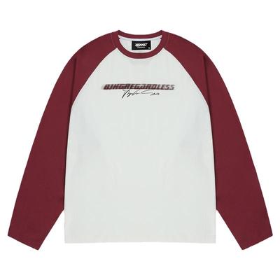 BJHG美式插肩长袖T恤宽松打底衫