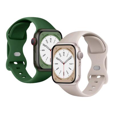 适用iWatch升级蝴蝶扣硅胶细表带