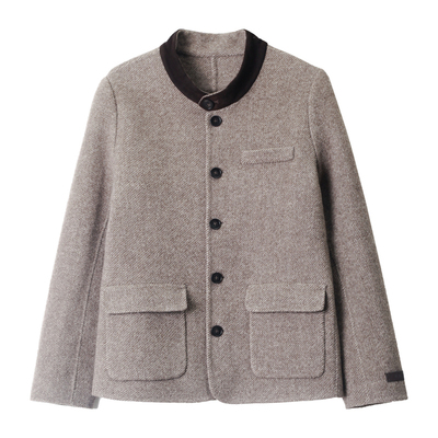 L*p同款羊驼毛拼羊皮毛呢外套