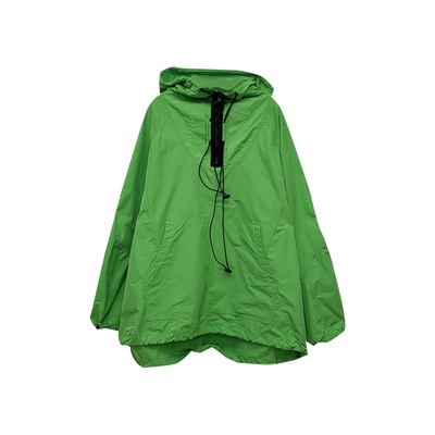 绿色帅酷套头盖臀连帽冲锋衣绿色