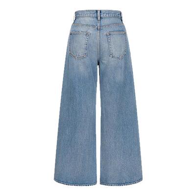 MOUSSY 春季新品复古时髦水洗阔腿裤棉质牛仔裤028ISA11-1641