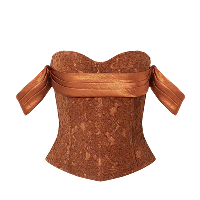 CORSELET琥珀缪斯飘带系结鱼骨胸衣复古秋冬蕾丝镂空重塑抹胸上衣