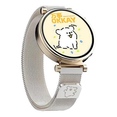 适用OPPOwatchx3mini米兰磁吸手表带x2mini线条小狗腕表带X3运动X2智能S女生watch4pro卡通金属表链春夏透气