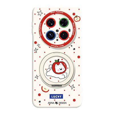 波点西高地适用华为Mate80Promax手机壳磁吸带支架Pura80pro新款mt60por+支点套p70液态硅胶Bo5高级感女mt70