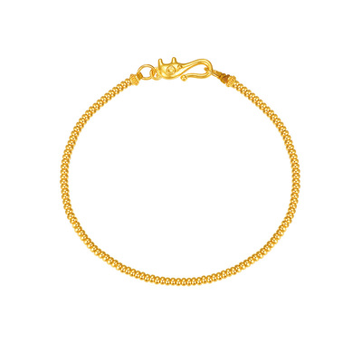 明牌珠宝古法黄金吉象福珠链手链