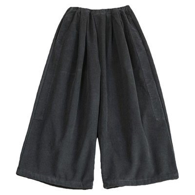 松紧腰百搭复古九分加绒阔腿裤