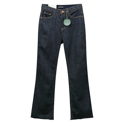 微喇叭长裤加绒复古蓝牛仔2022冬