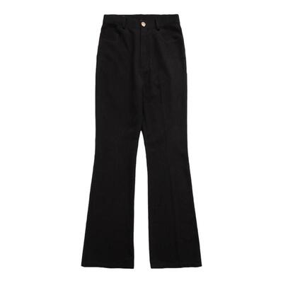 美式嬉皮复古纯黑高腰修身喇叭裤