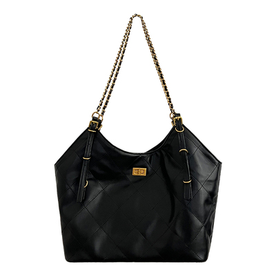 DOUBLE.R小瑞靓包菱格链条托特包