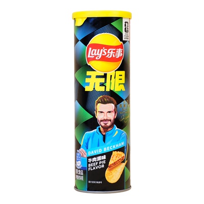 乐事无限薯片104g罐装牛肉派蒜香面包片味薯片膨化解馋儿童零食