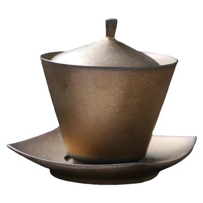 鎏金盖碗仿古陶瓷手抓大号三才