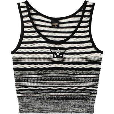BOYLONDON女士夏季辣妹穿搭条纹针织无袖背心上衣W20001