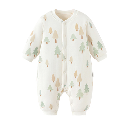 babylove婴儿连体衣秋冬季夹棉哈衣爬服男女宝宝保暖棉服层林尽染