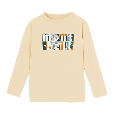 日本美山 montbell 2025春儿童50周字母防紫外线速干长袖运动T恤