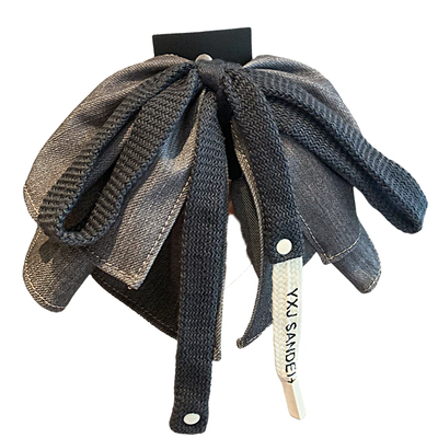 韩国洋气牛仔灰高马尾蝴蝶结抓夹发夹后脑勺高级感网红气质鲨鱼夹