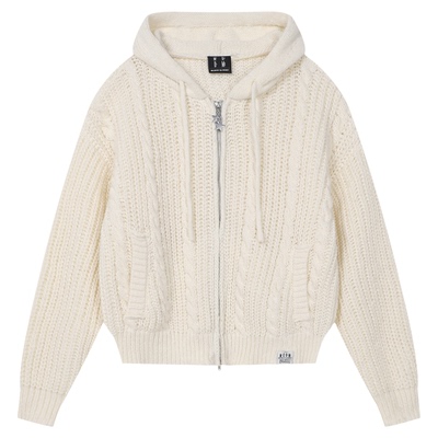 MEDM连帽抽绳双拉链针织开衫